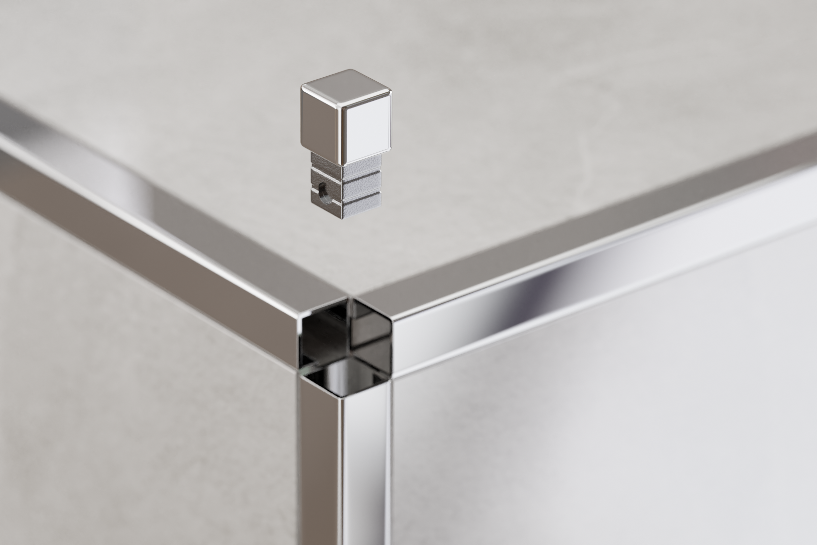Corner finish for stainless steel profiles Q and P shiny silver ungrou ...