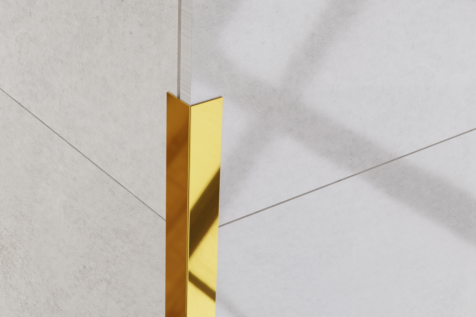Decorative L corner profile in shiny gold stainless steel – ILCOM CERAMICA