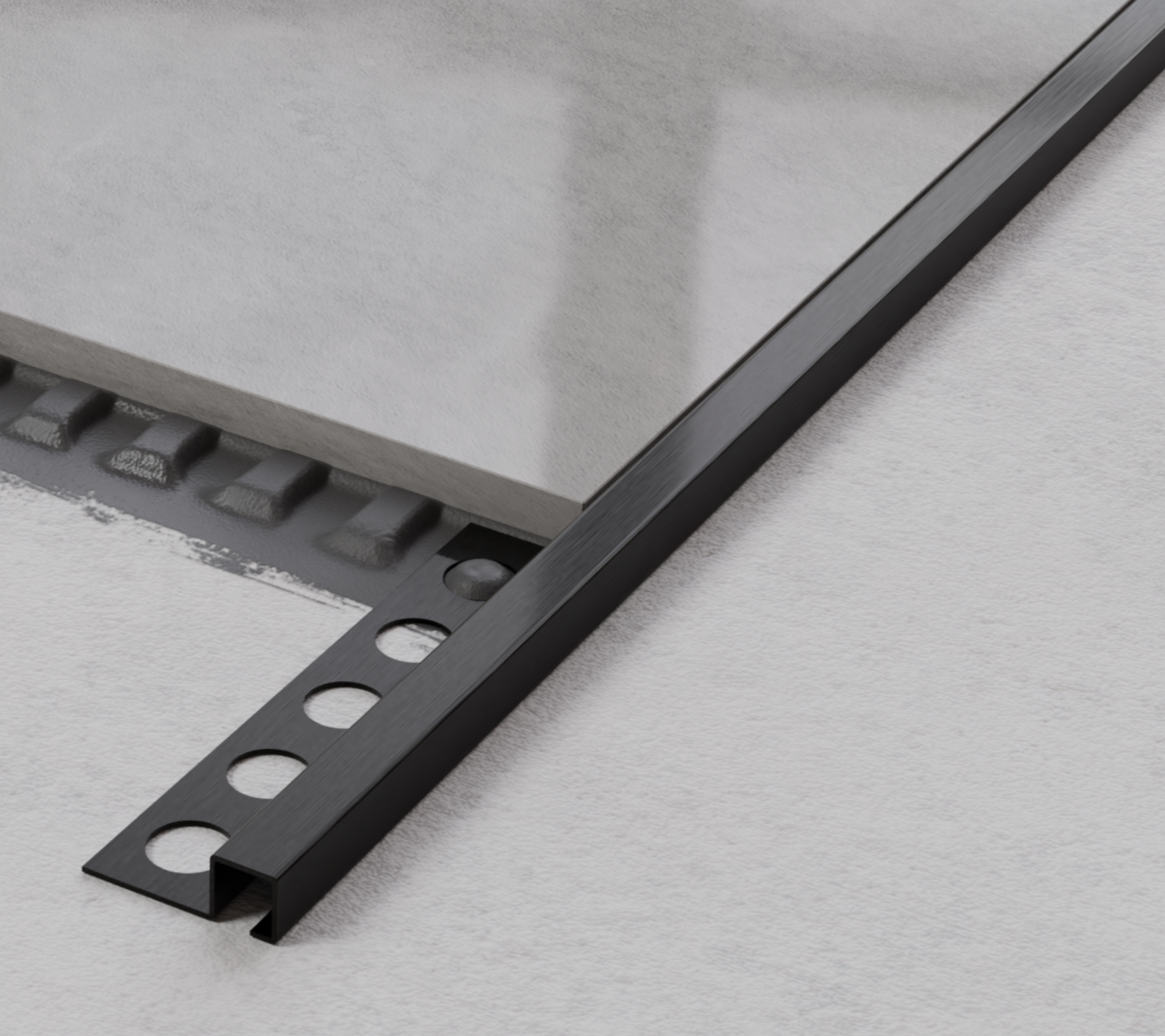Decorative Q corner profile in satin black stainless steel – ILCOM CERAMICA