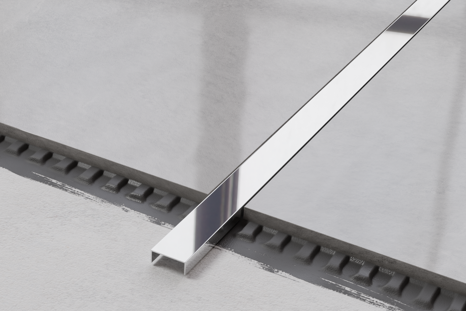 U profile connection in polished silver ground stainless steel – ILCOM ...